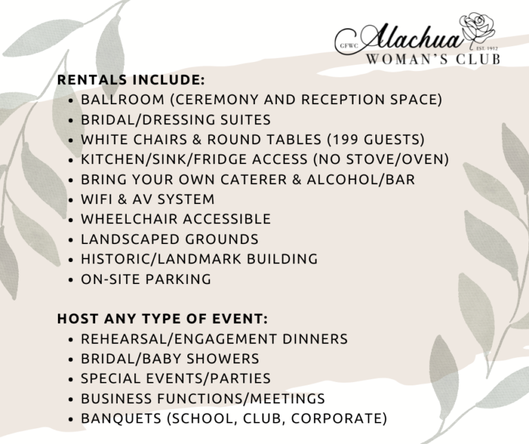 Club Rental - Alachua Womans Club Event Venue